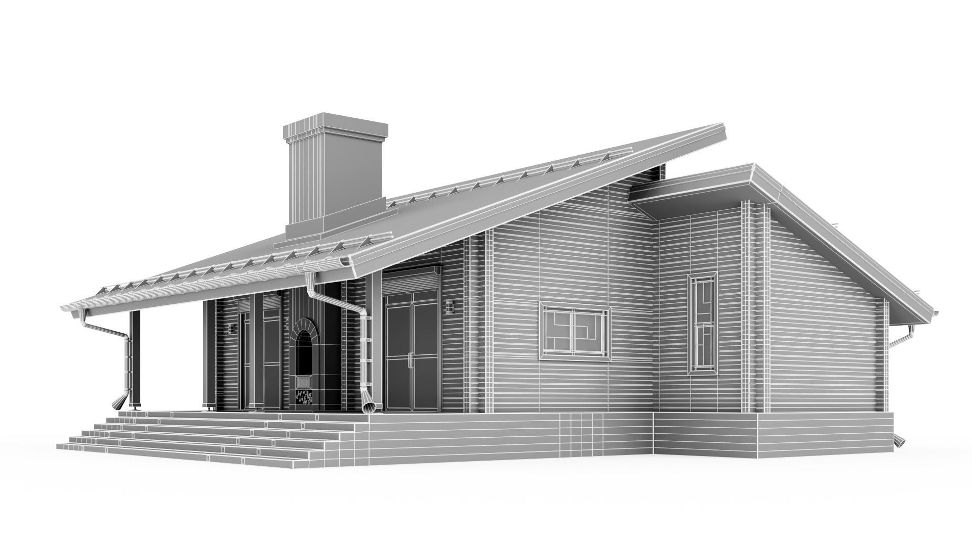 Glued beam house 3D model | CGTrader