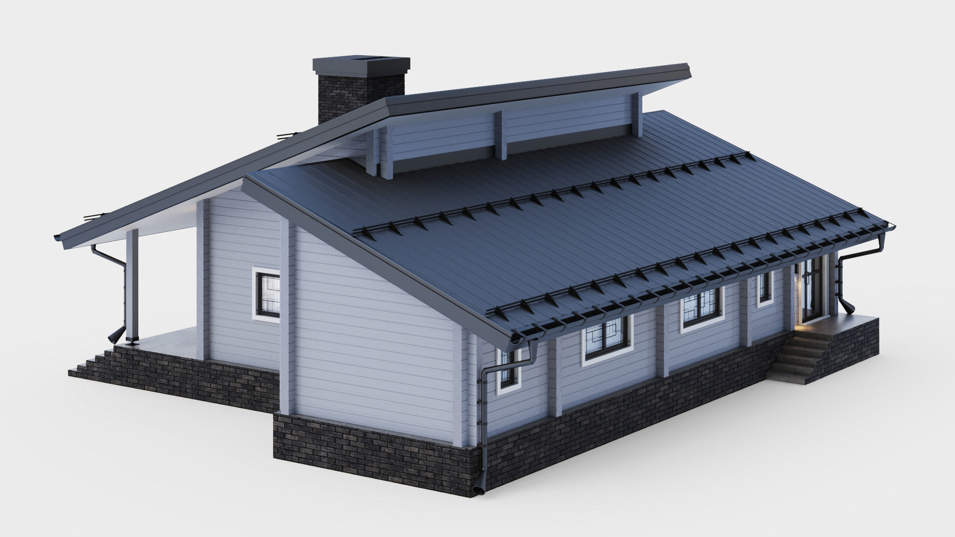 Glued beam house 3D model | CGTrader