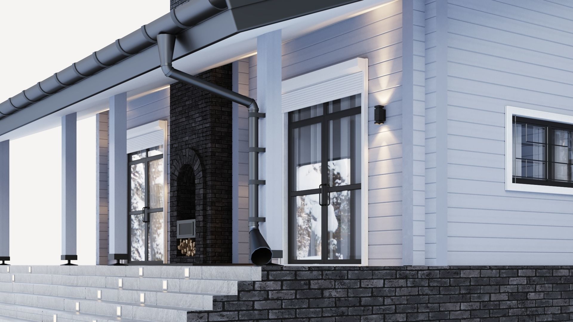 Glued beam house 3D model | CGTrader