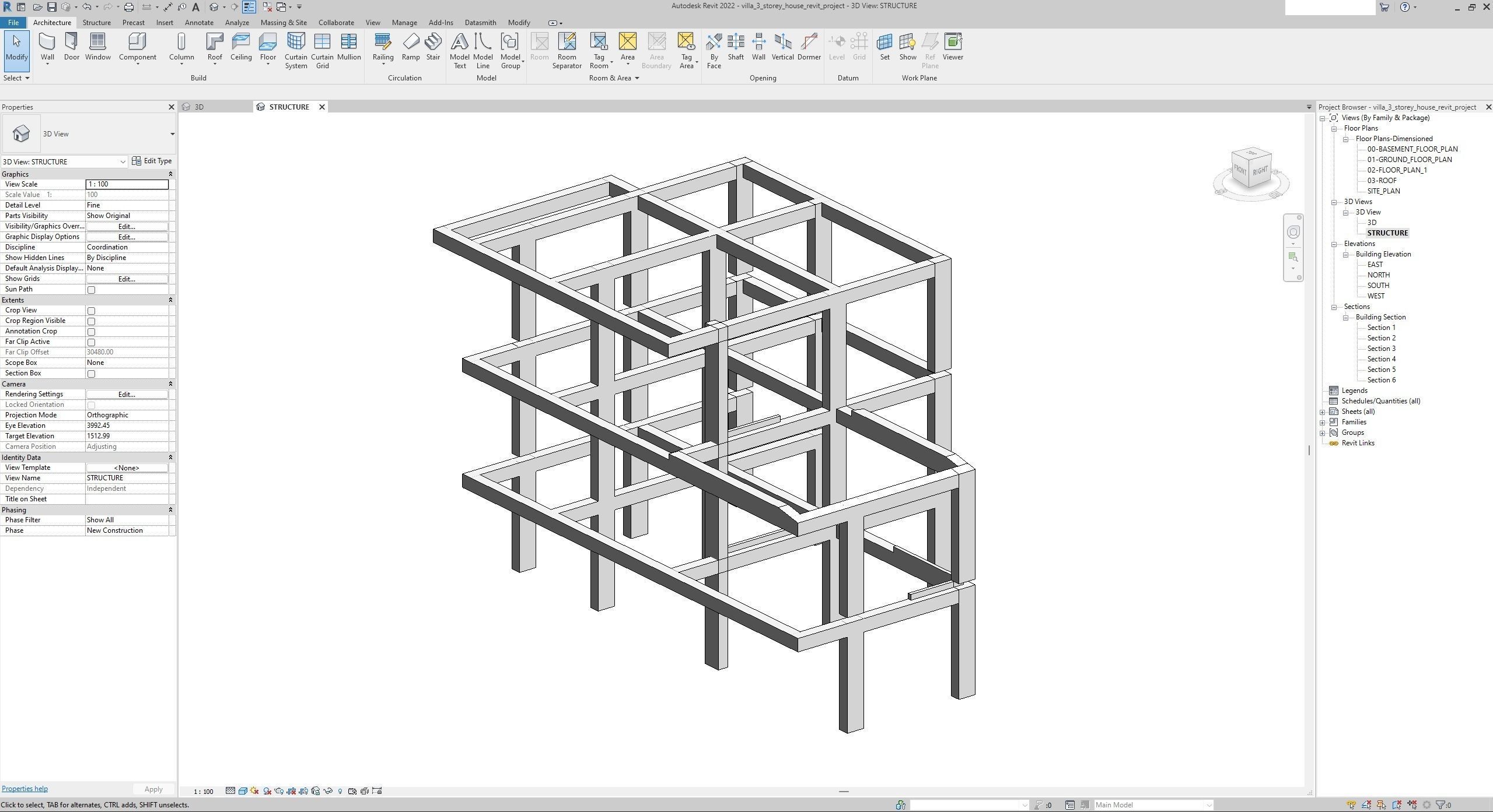 House Villa 3-Storey Revit Project 3D model animated | CGTrader