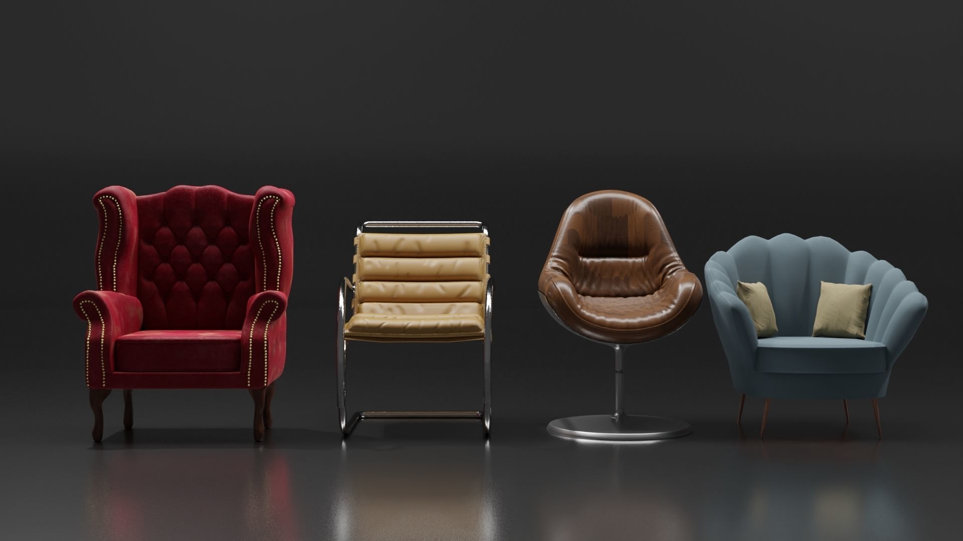 3D model Chair pack Low poly and High quality chair VR / AR / low-poly ...