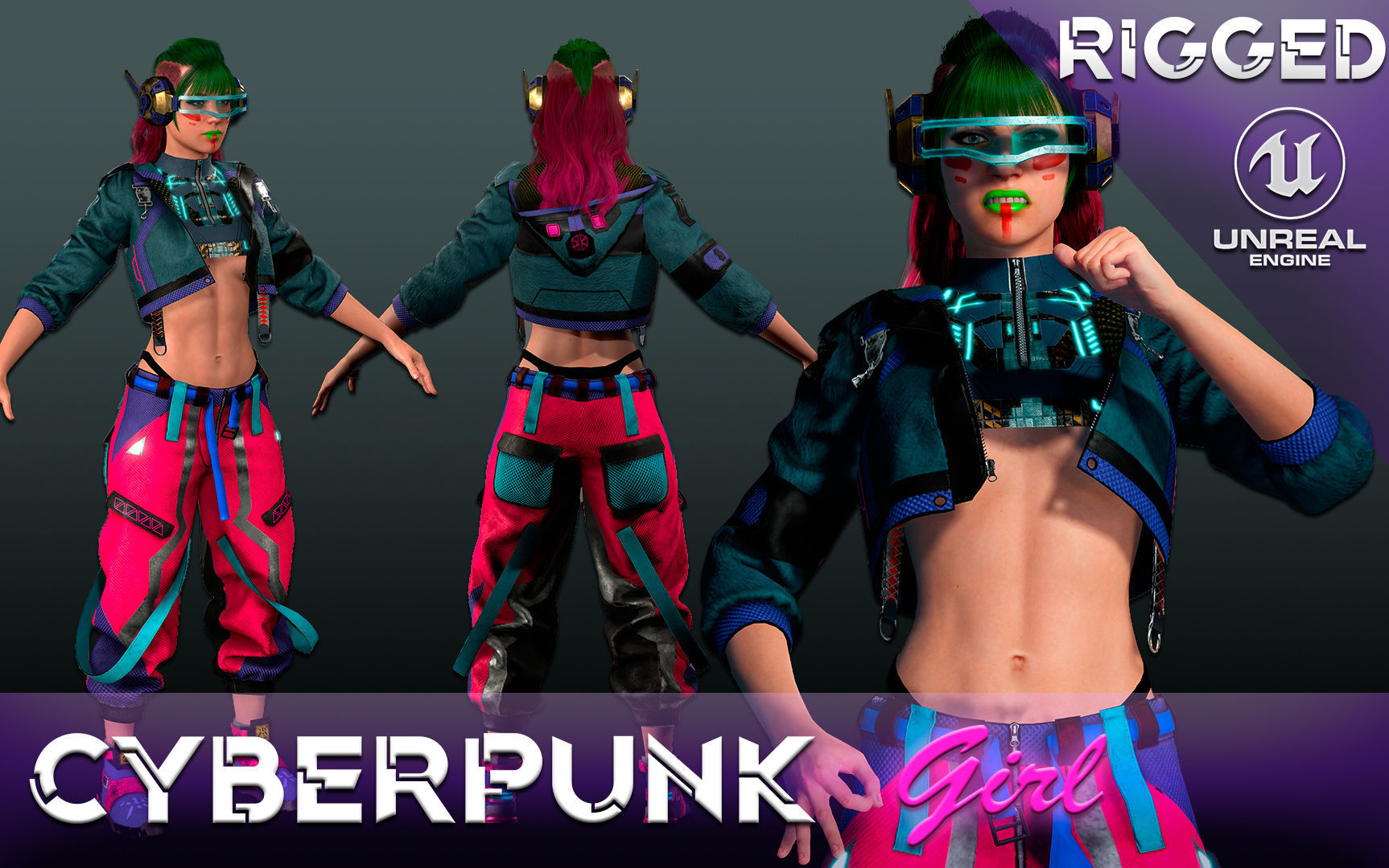 3D model CyberPunk Girl VR / AR / low-poly | CGTrader