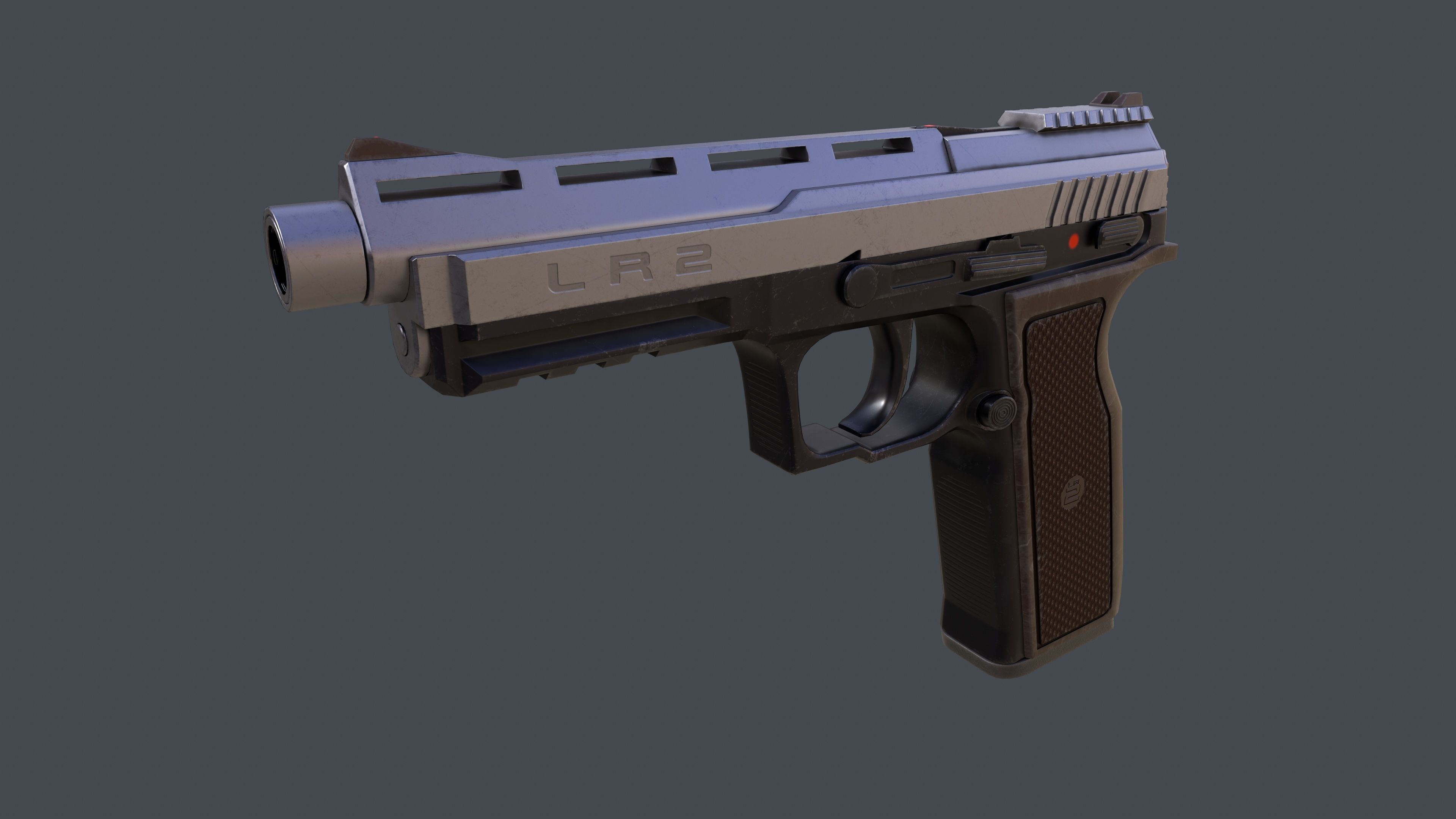 3D model Pistol LR2 with Silencer and Holster VR / AR / low-poly | CGTrader