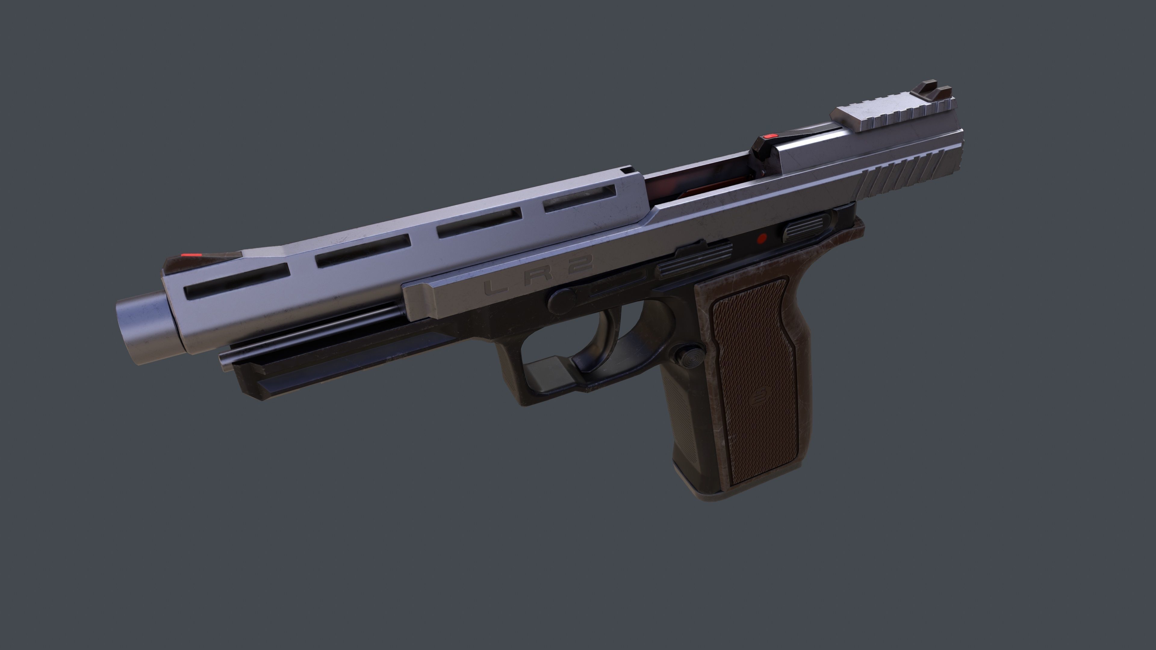 3D model Pistol LR2 with Silencer and Holster VR / AR / low-poly | CGTrader