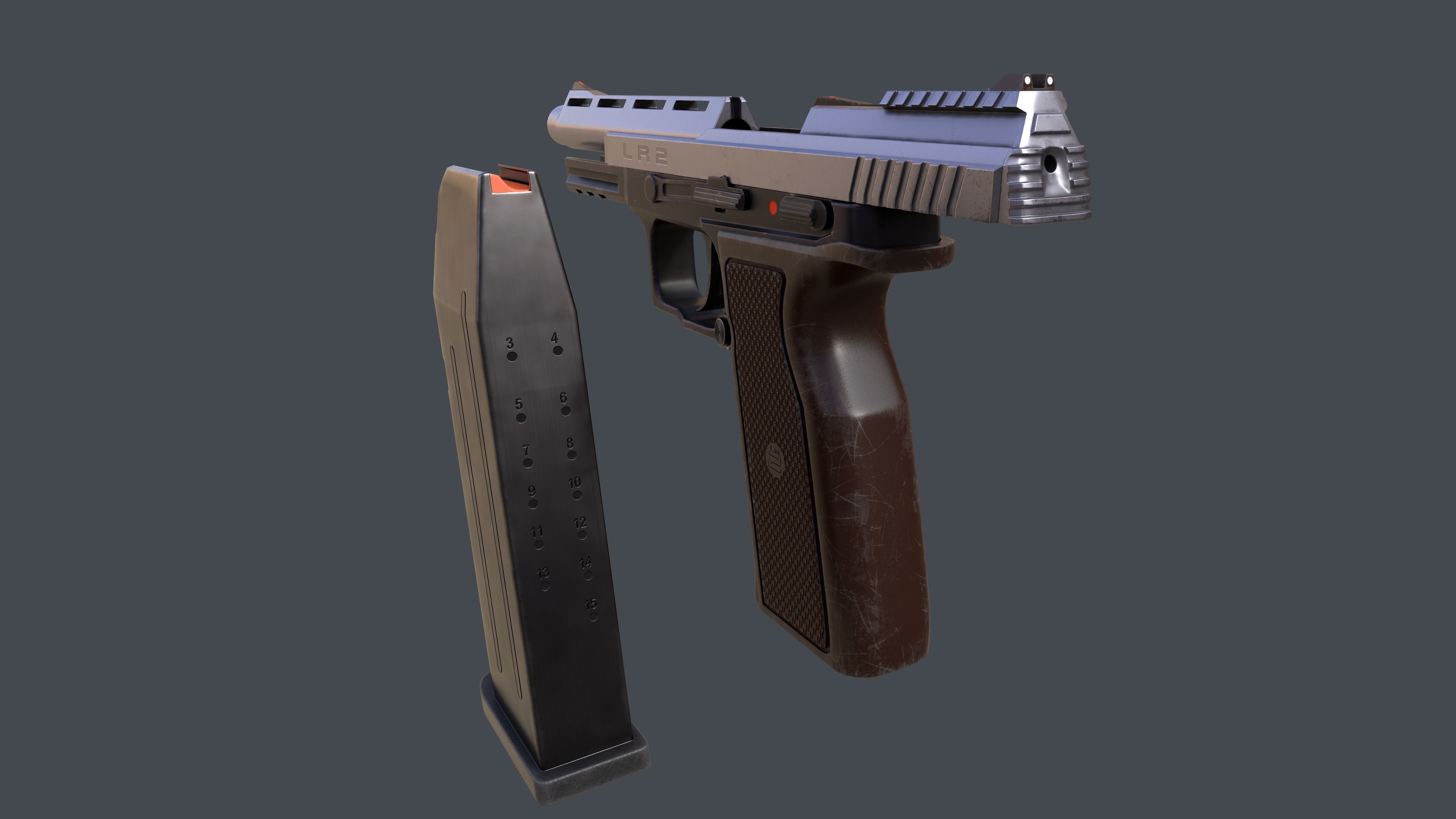 3D model Pistol LR2 with Silencer and Holster VR / AR / low-poly | CGTrader