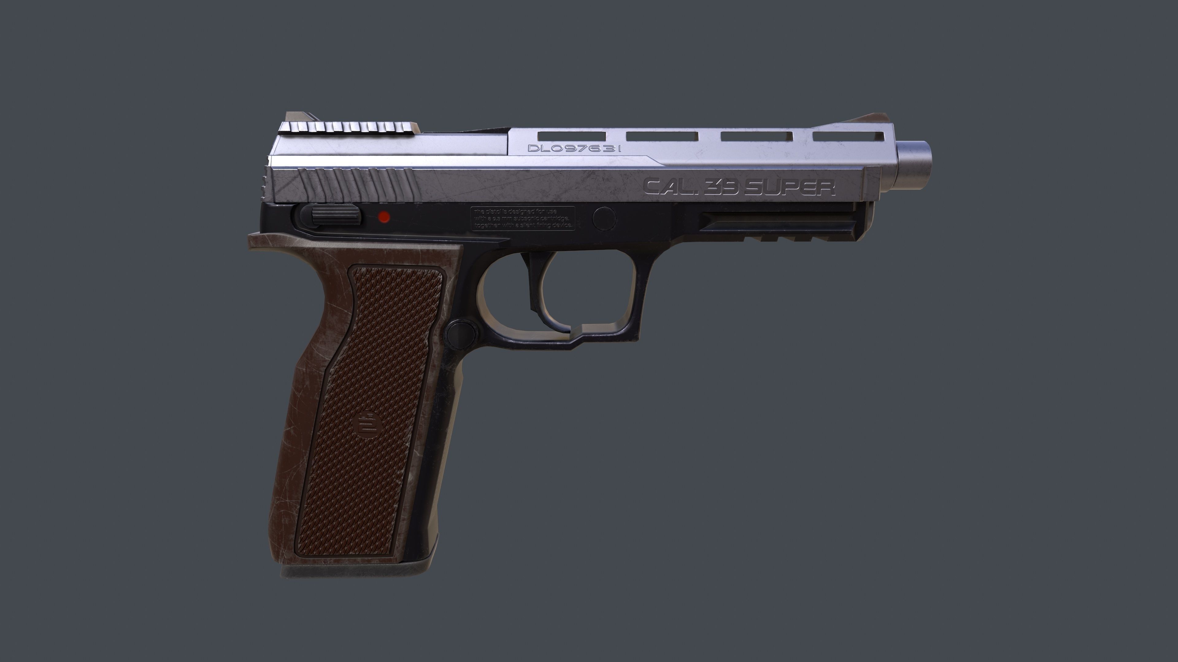 3D model Pistol LR2 with Silencer and Holster VR / AR / low-poly | CGTrader