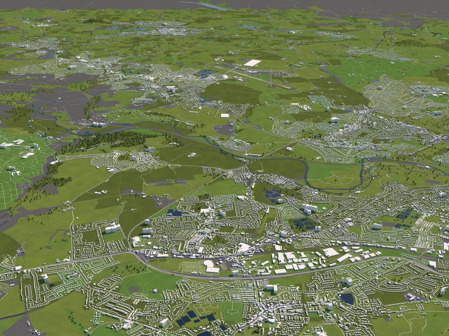Leeds 50x50km 3D City Map 3D model | CGTrader