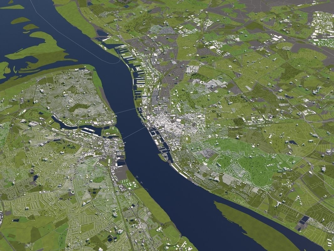 Liverpool 50x50km 3D City Map 3D model | CGTrader