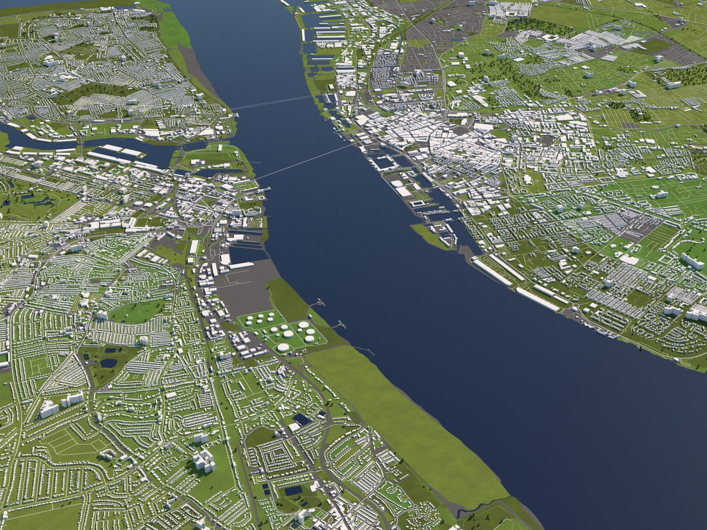 Liverpool 50x50km 3D City Map 3D model | CGTrader