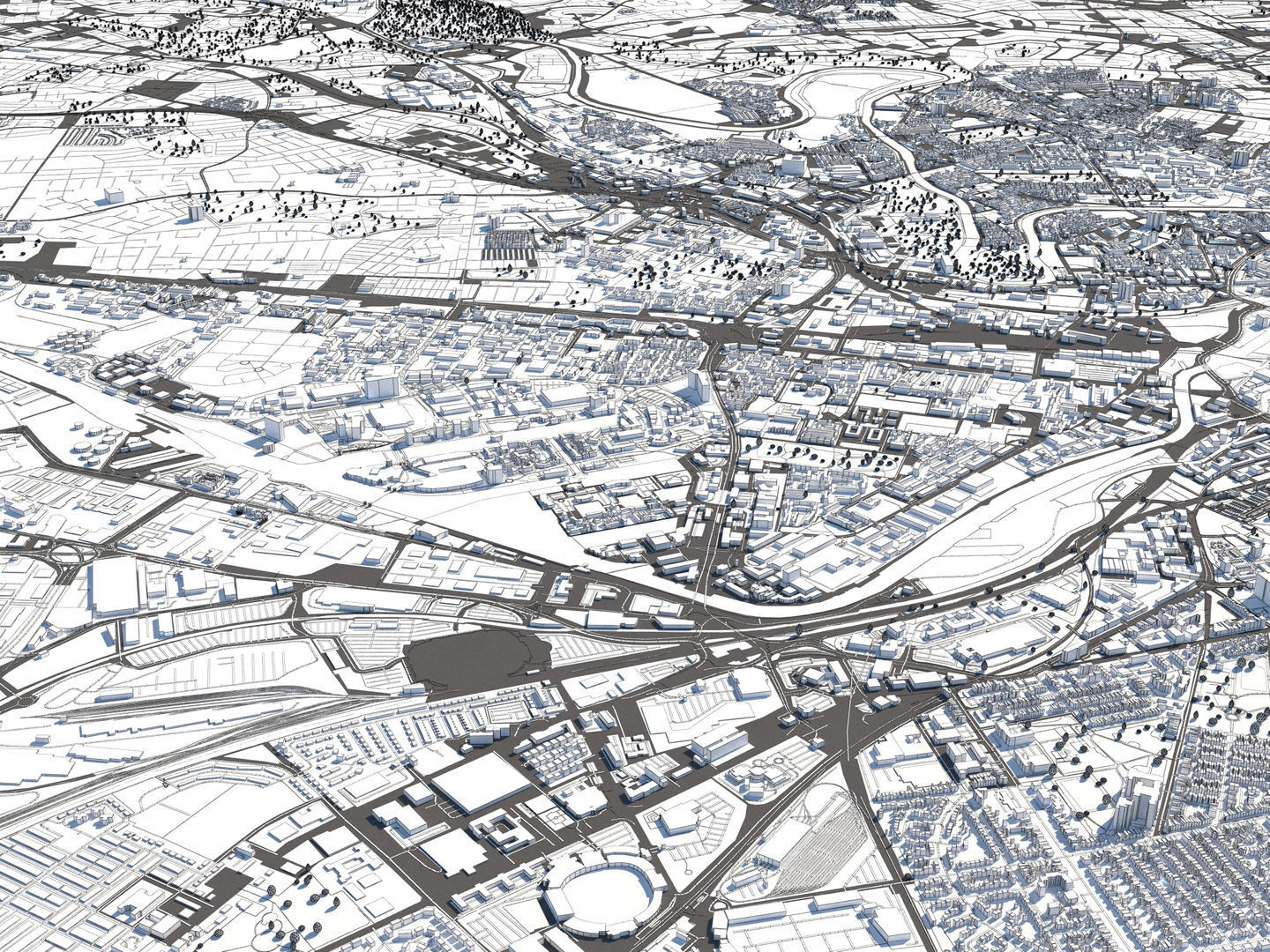 Manchester 50x50km 3D City Map 3D model | CGTrader