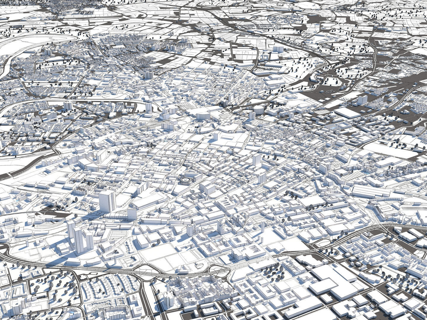 Manchester 50x50km 3D City Map 3D model | CGTrader