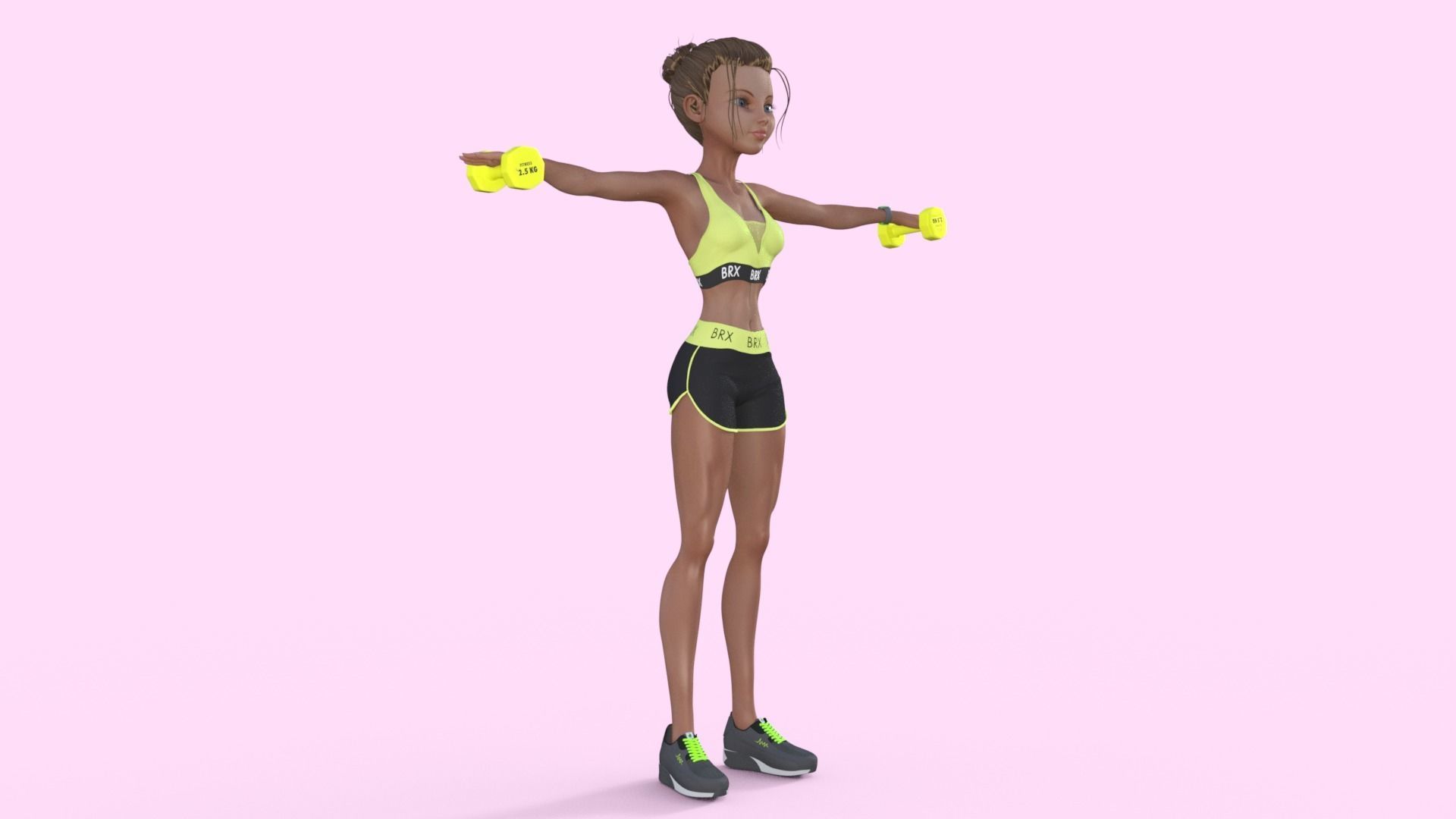 Fitness Sporty Girl Rigged 3D model rigged | CGTrader