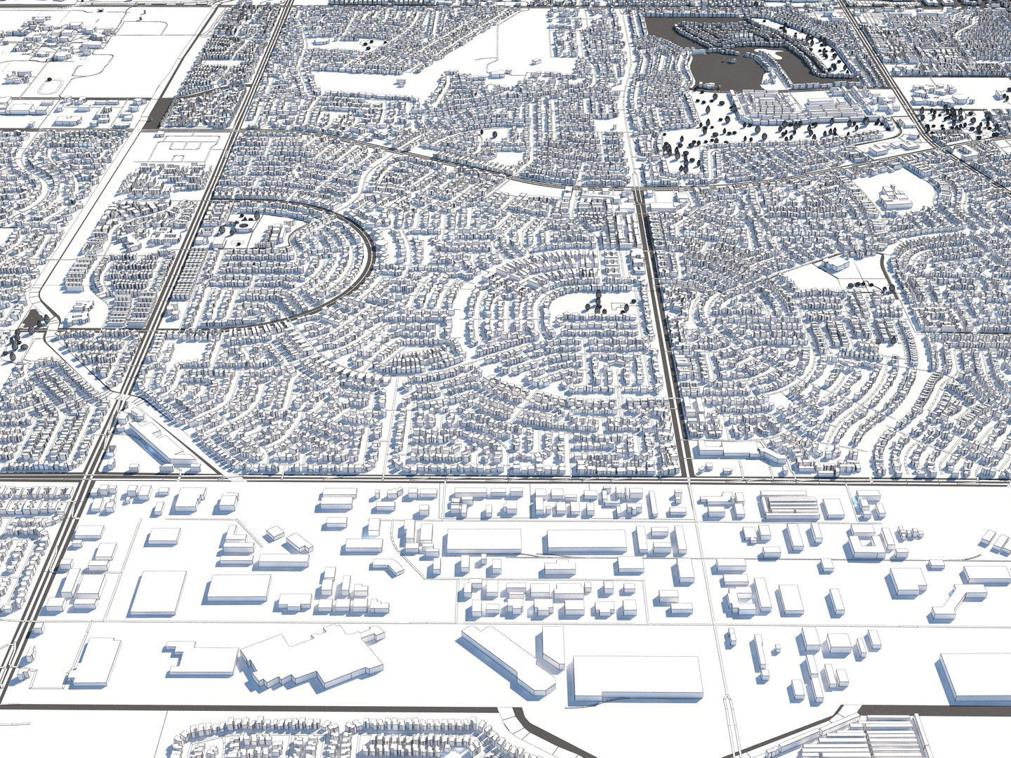 Bakersfield 50x50km City Map Model 3D model | CGTrader