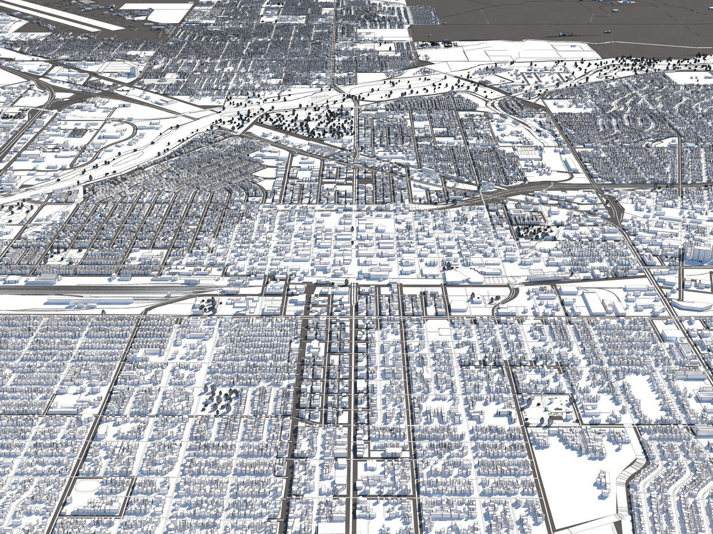 Bakersfield 50x50km City Map Model 3D model | CGTrader