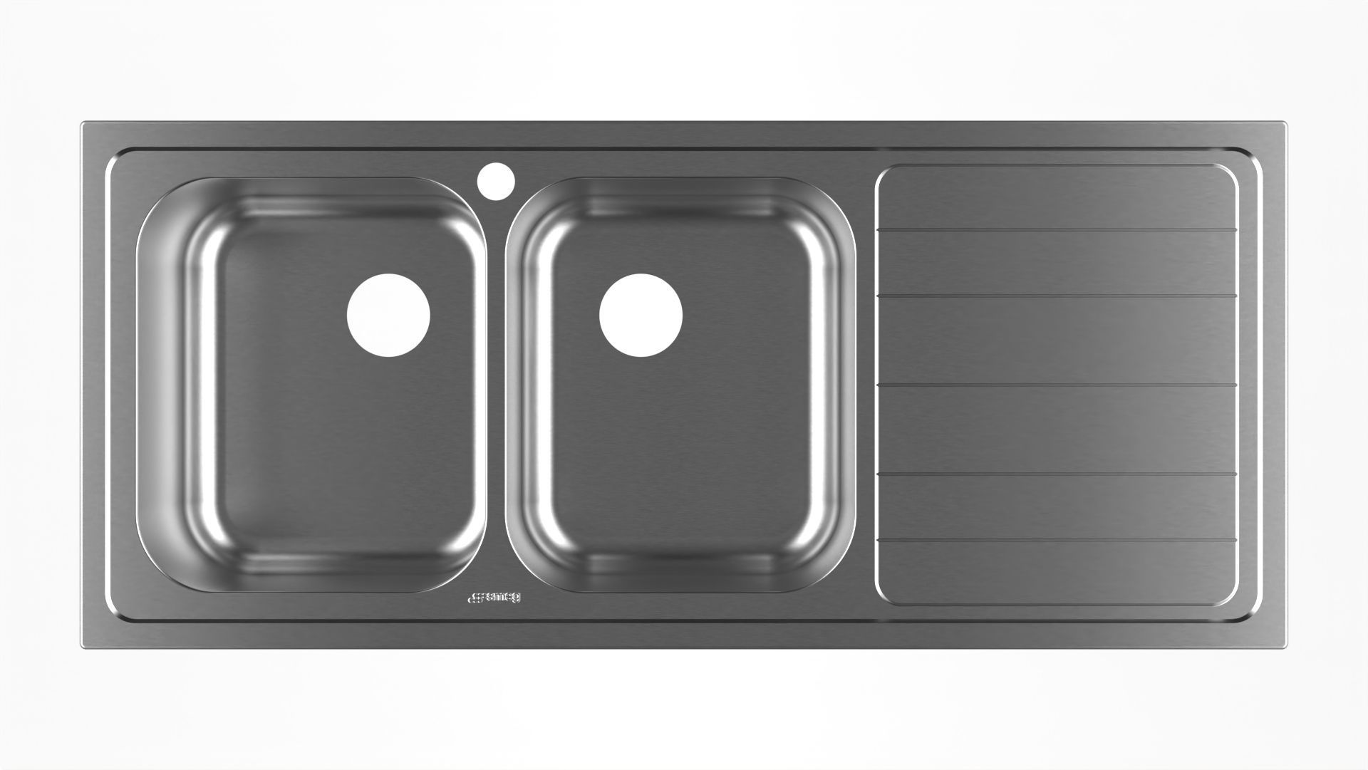 Smeg Double Bowl Sink with Drain Board 3D model | CGTrader