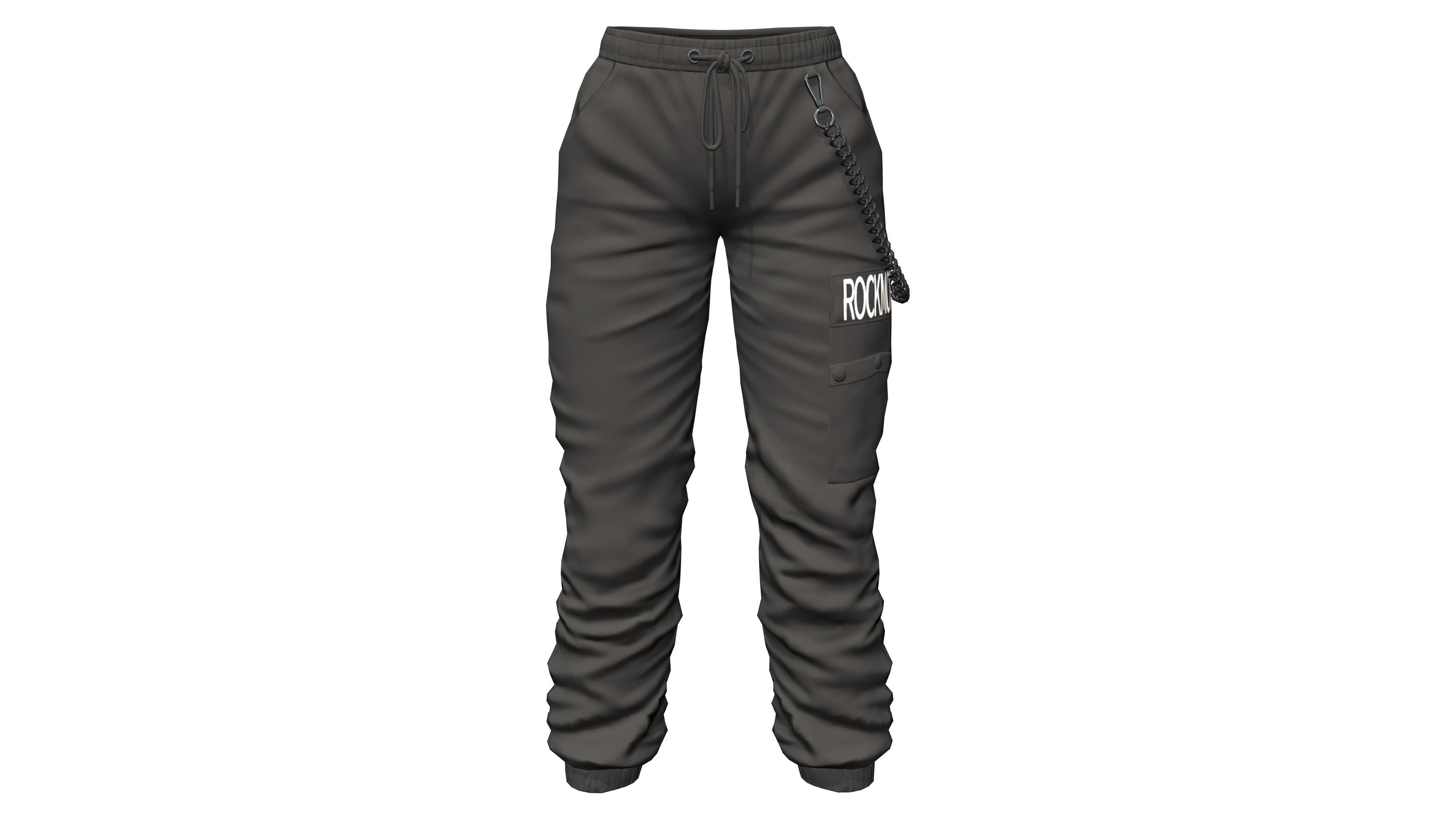 3D model Black Cargo Pants With Chains VR / AR / low-poly | CGTrader