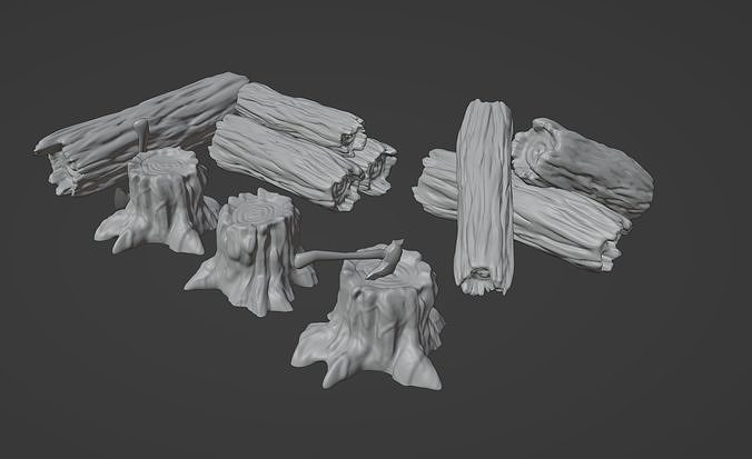 Tree trunks and logs 3D model 3D printable | CGTrader