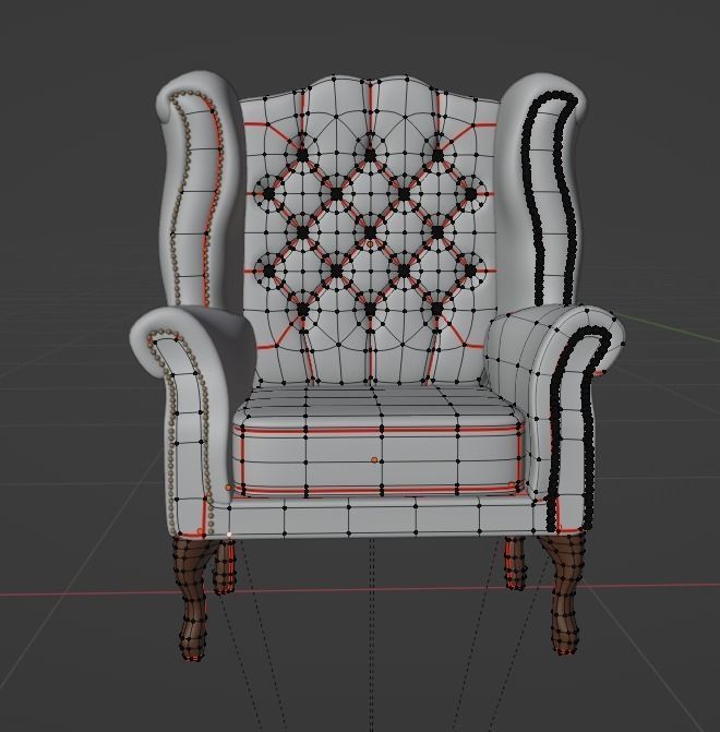 3D model Red chair Low poly and High quality chair VR / AR / low-poly ...