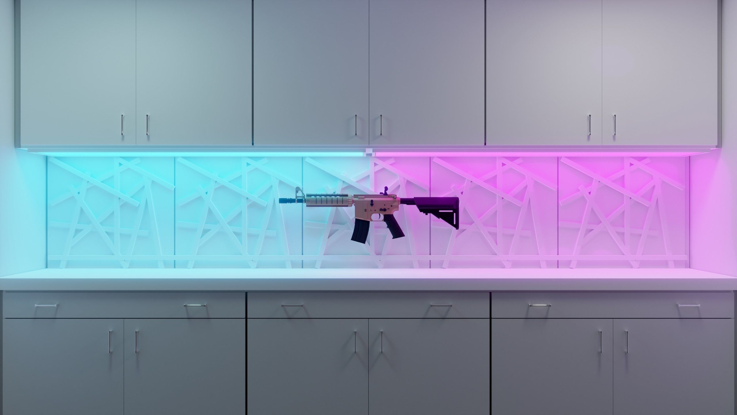 3D model The Armory kitchen with gun on counter VR / AR / low-poly ...