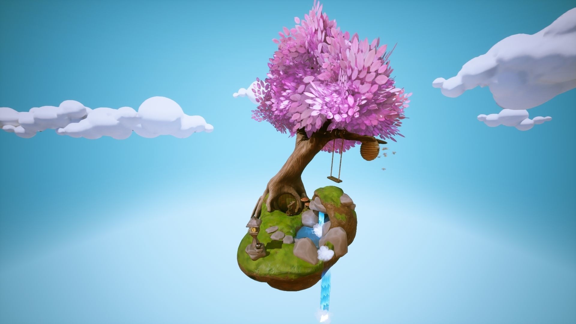 3D model Stylized Tranquil Cherry Tree Scene Environment VR / AR / low ...