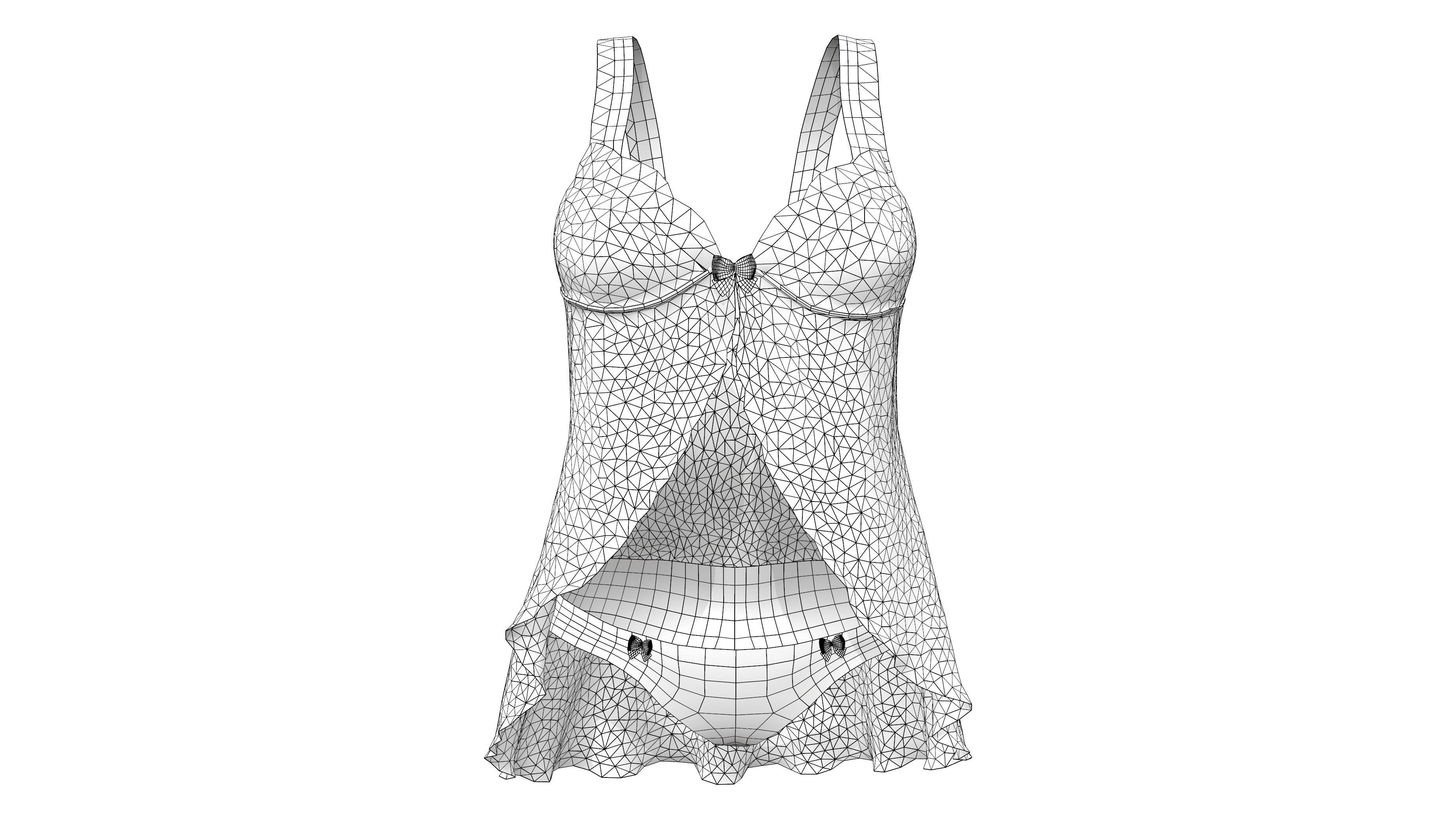 3D model Babydoll Lingerie Camisole And Underwear Set VR / AR / low ...