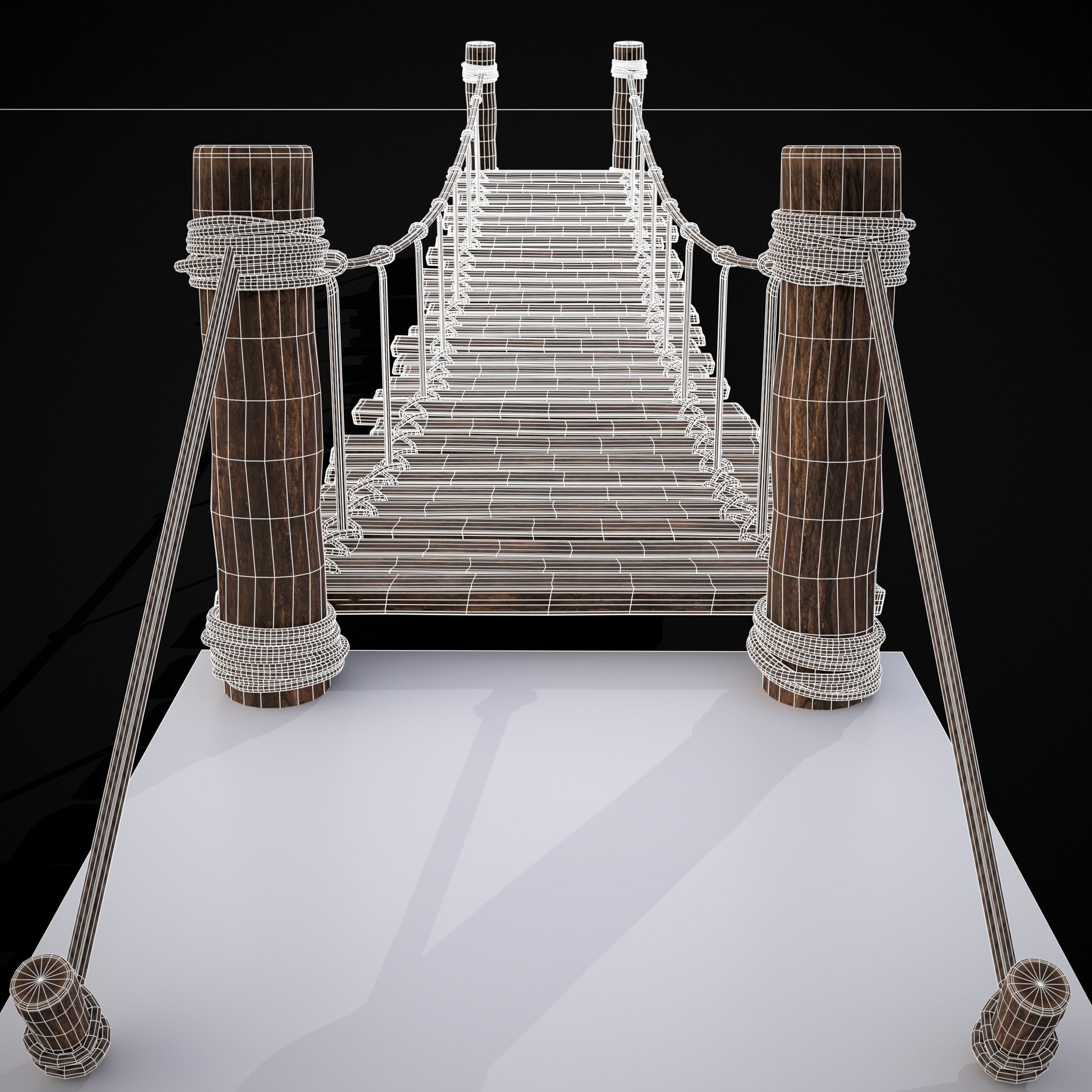 3D model Rustic Wooden Rope Bridge VR / AR / low-poly | CGTrader