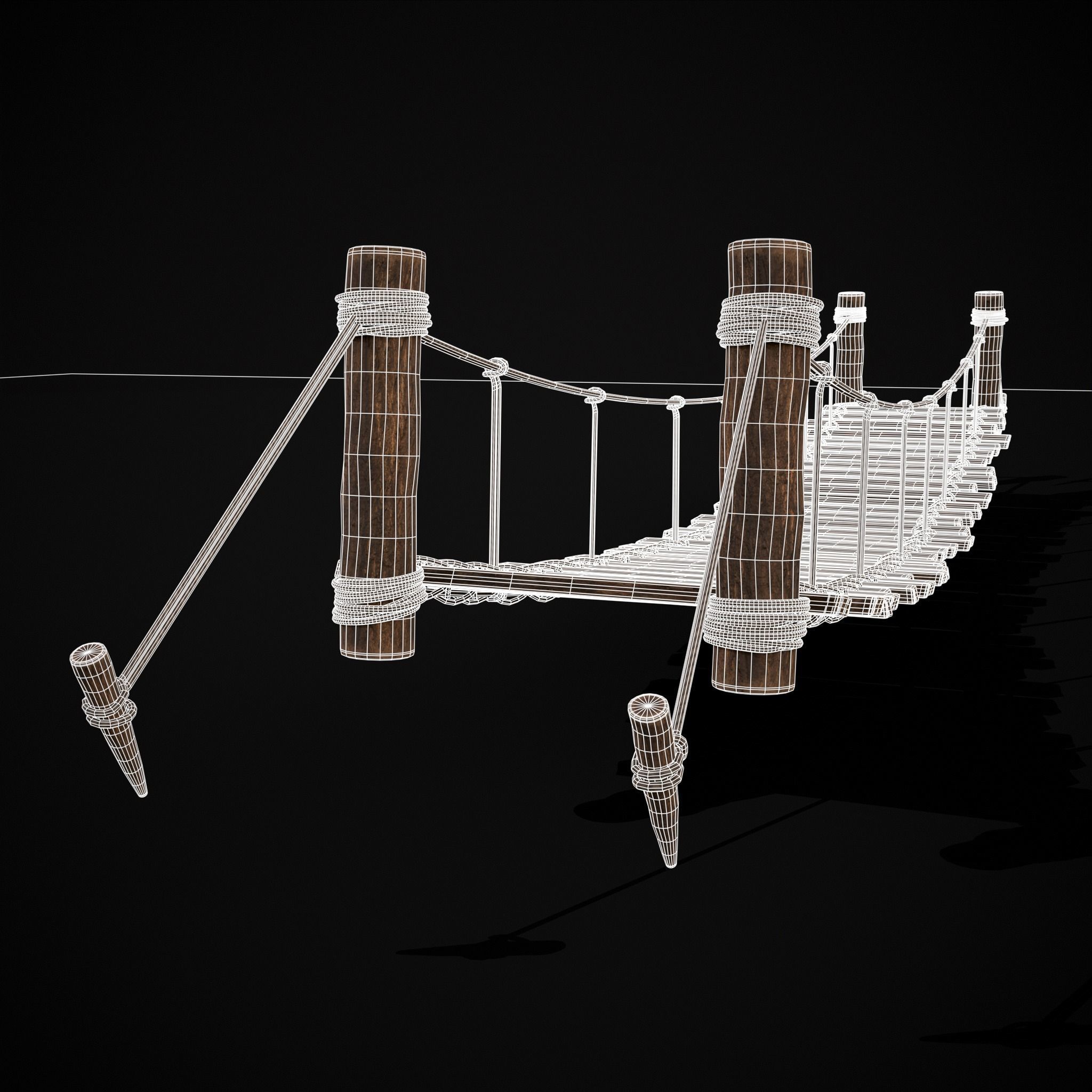 3D model Rustic Wooden Rope Bridge VR / AR / low-poly | CGTrader