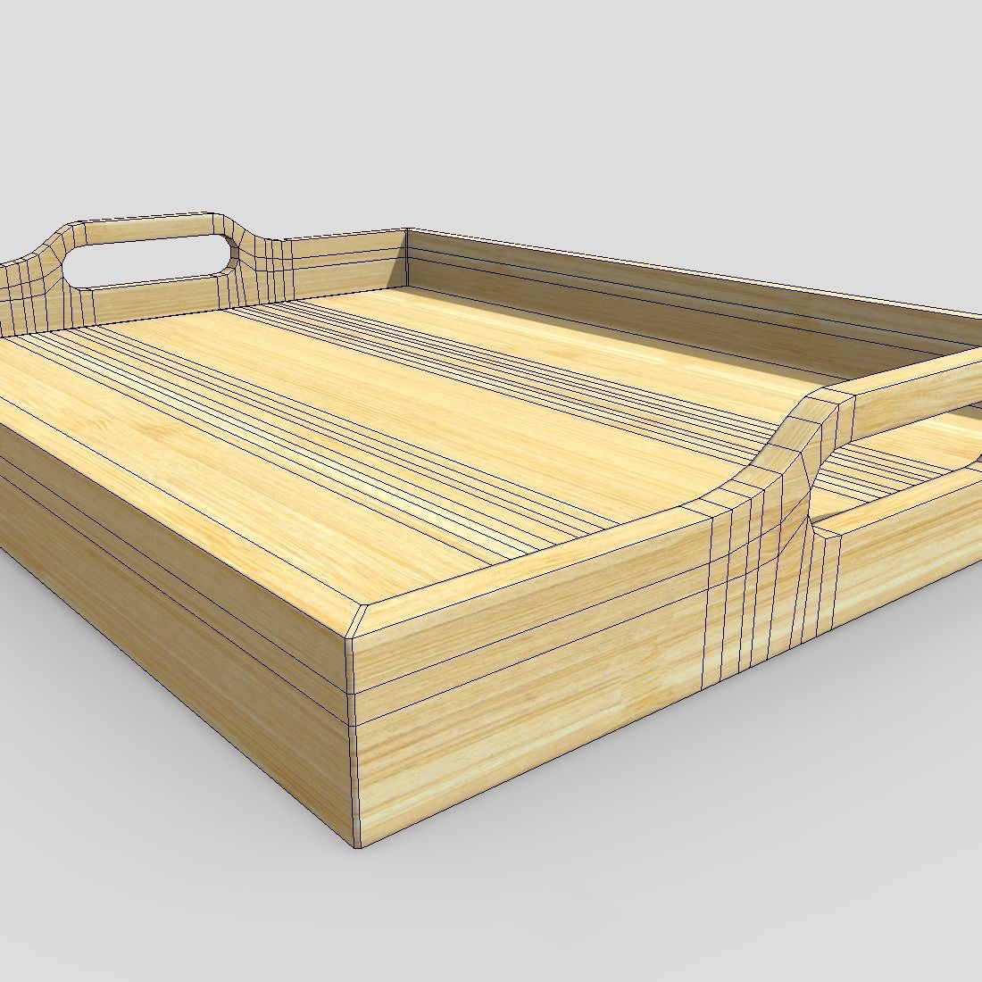 3D model Tray 3 wooden with handles VR / AR / low-poly | CGTrader