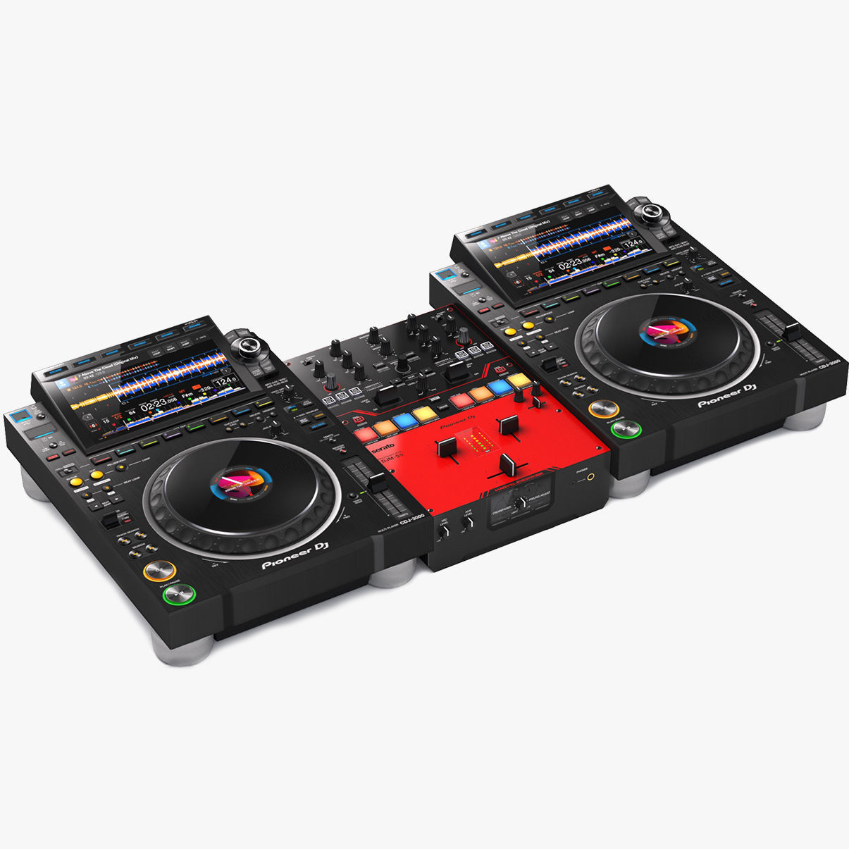 Pioneer DJ Set 4 DJM-S5 and CDJ 3000 Nexus 3D model | CGTrader