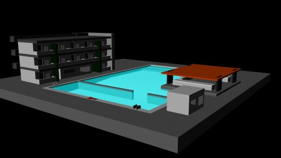 3D model Swimming Pool Complex Resort VR / AR / low-poly | CGTrader