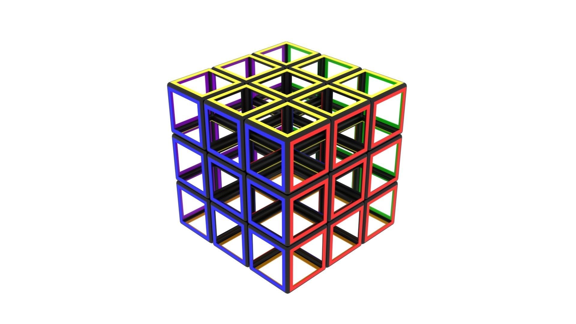 Rubiks Cubes Skeleton Collection 3D model | CGTrader