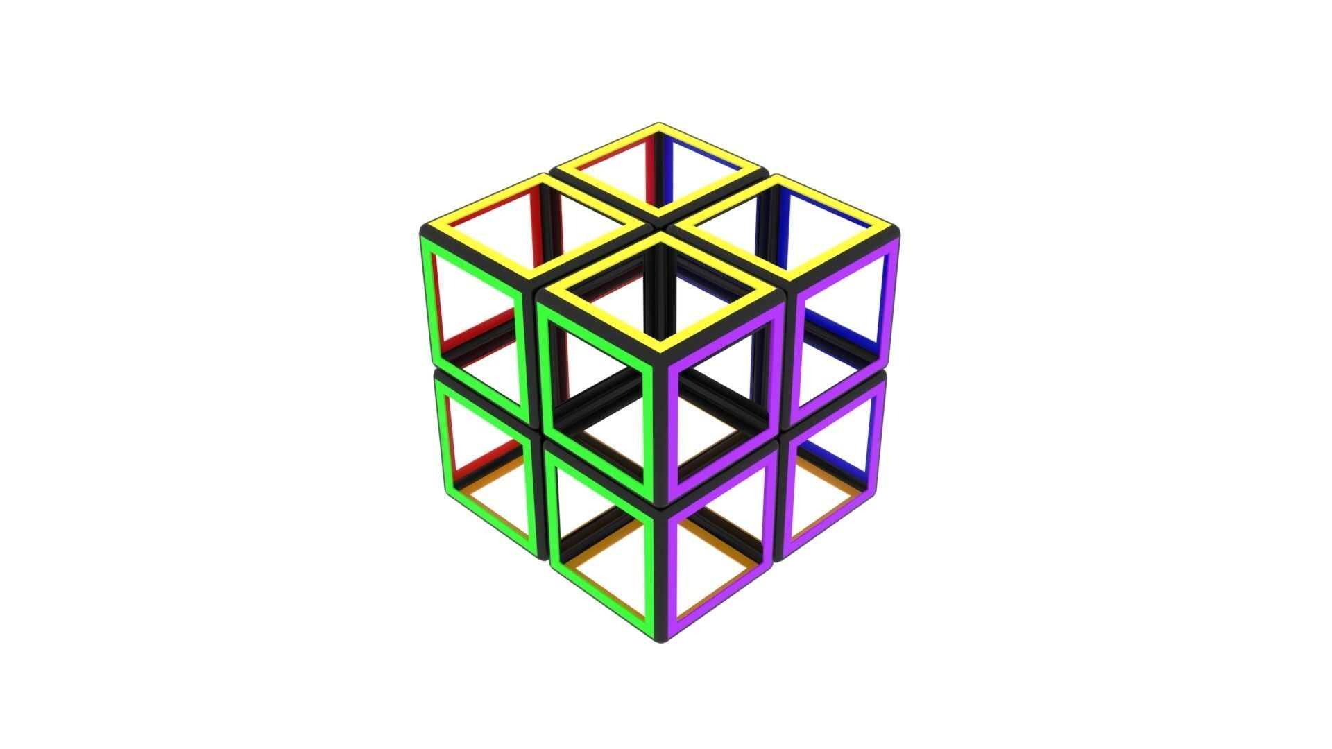 Rubiks Cubes Skeleton Collection 3D model | CGTrader