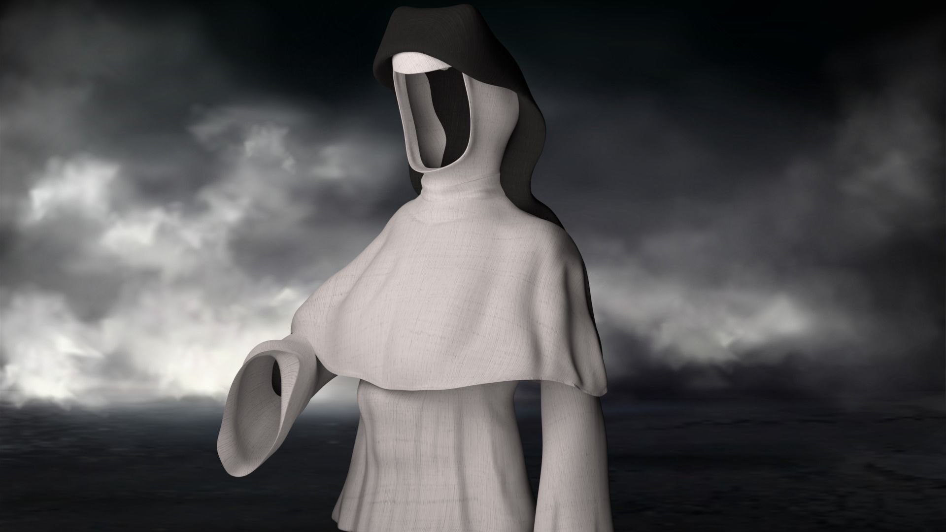 Half Body 3D Nun Outfit for NFT 3D model | CGTrader
