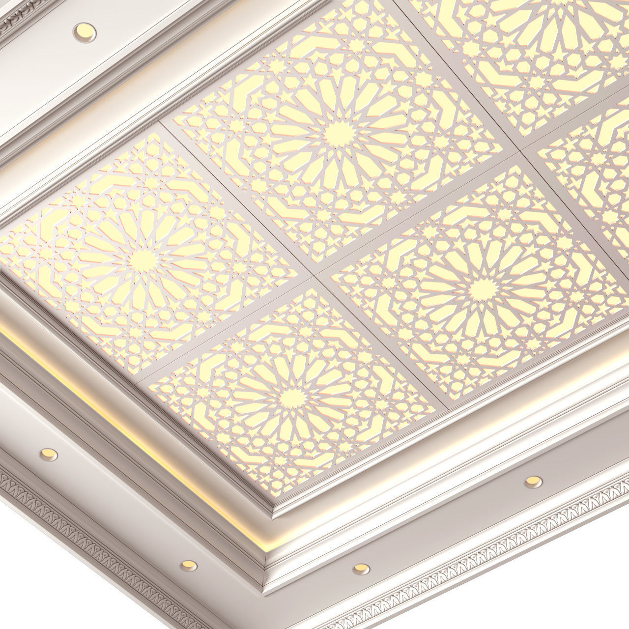 Coffered ceiling with lighting in oriental style 3D model | CGTrader