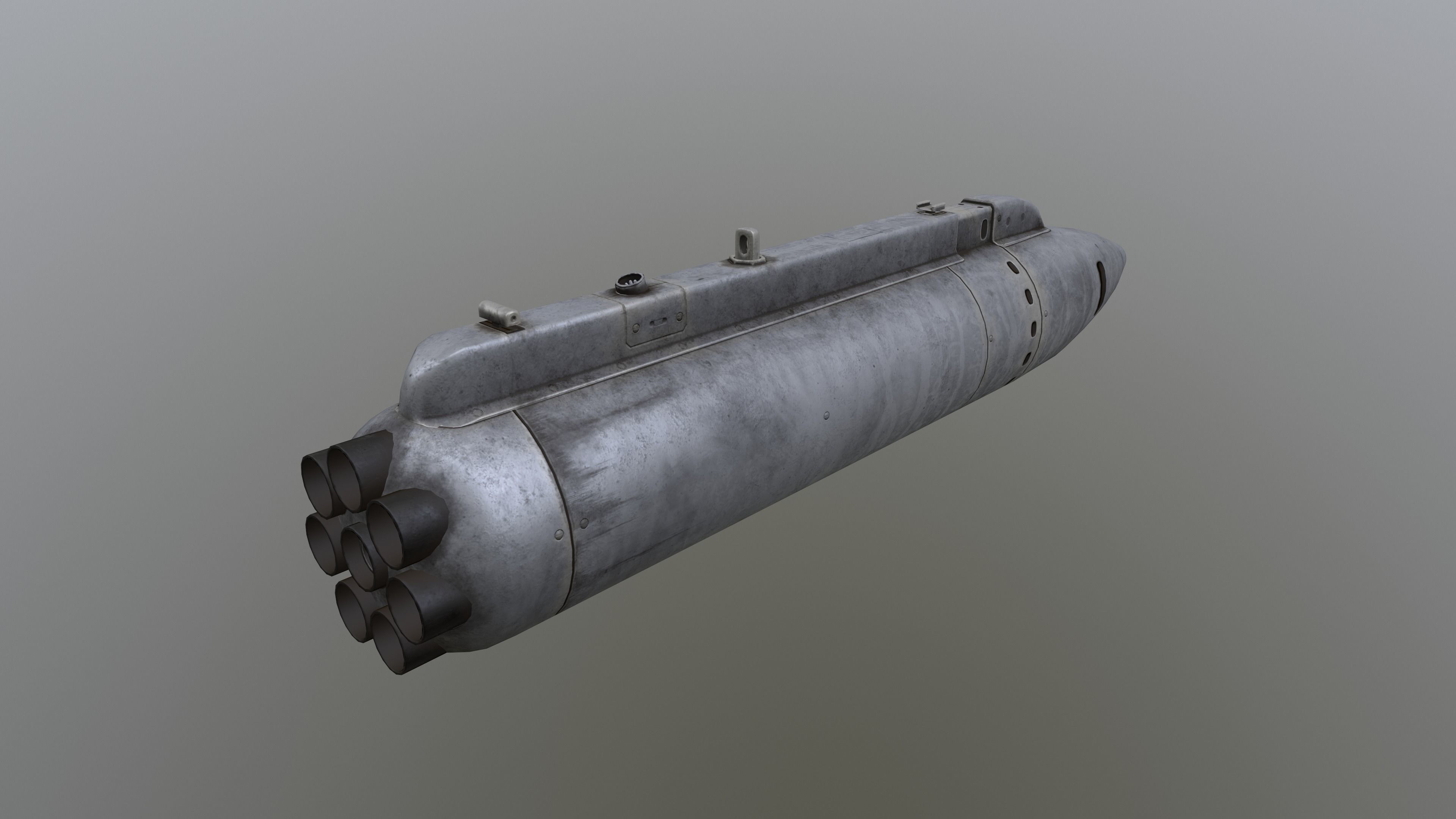 3D model Game ready ORO-57K launcher unguided rockets Low-poly 3D model ...