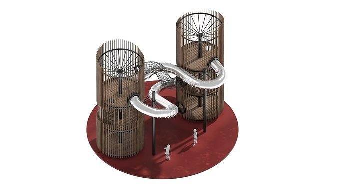 Playground 7 metal structure with two tubes 3D model | CGTrader