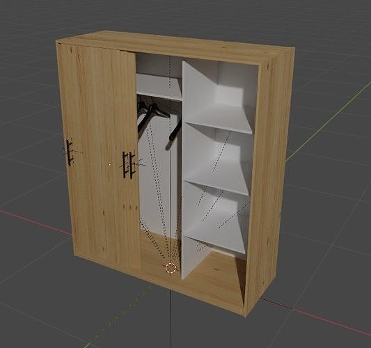 3D model Clothing Wardrobe with sliding doors VR / AR / low-poly | CGTrader