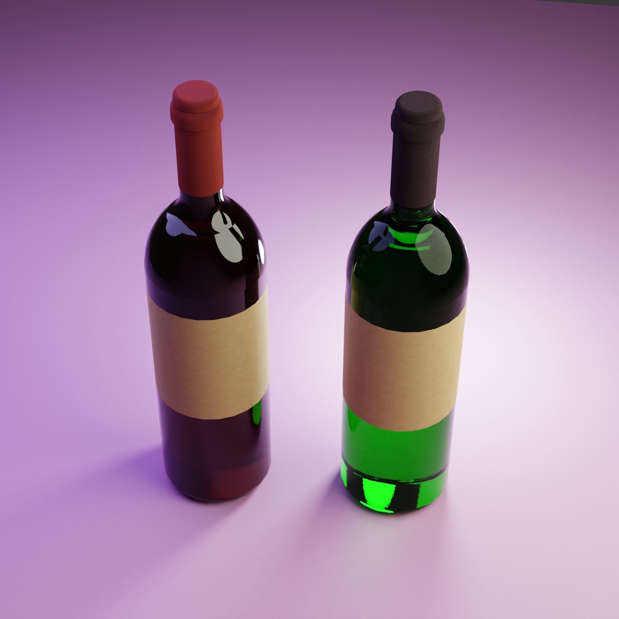 3d model of two bottles of wine placing in stage free 3D model | CGTrader