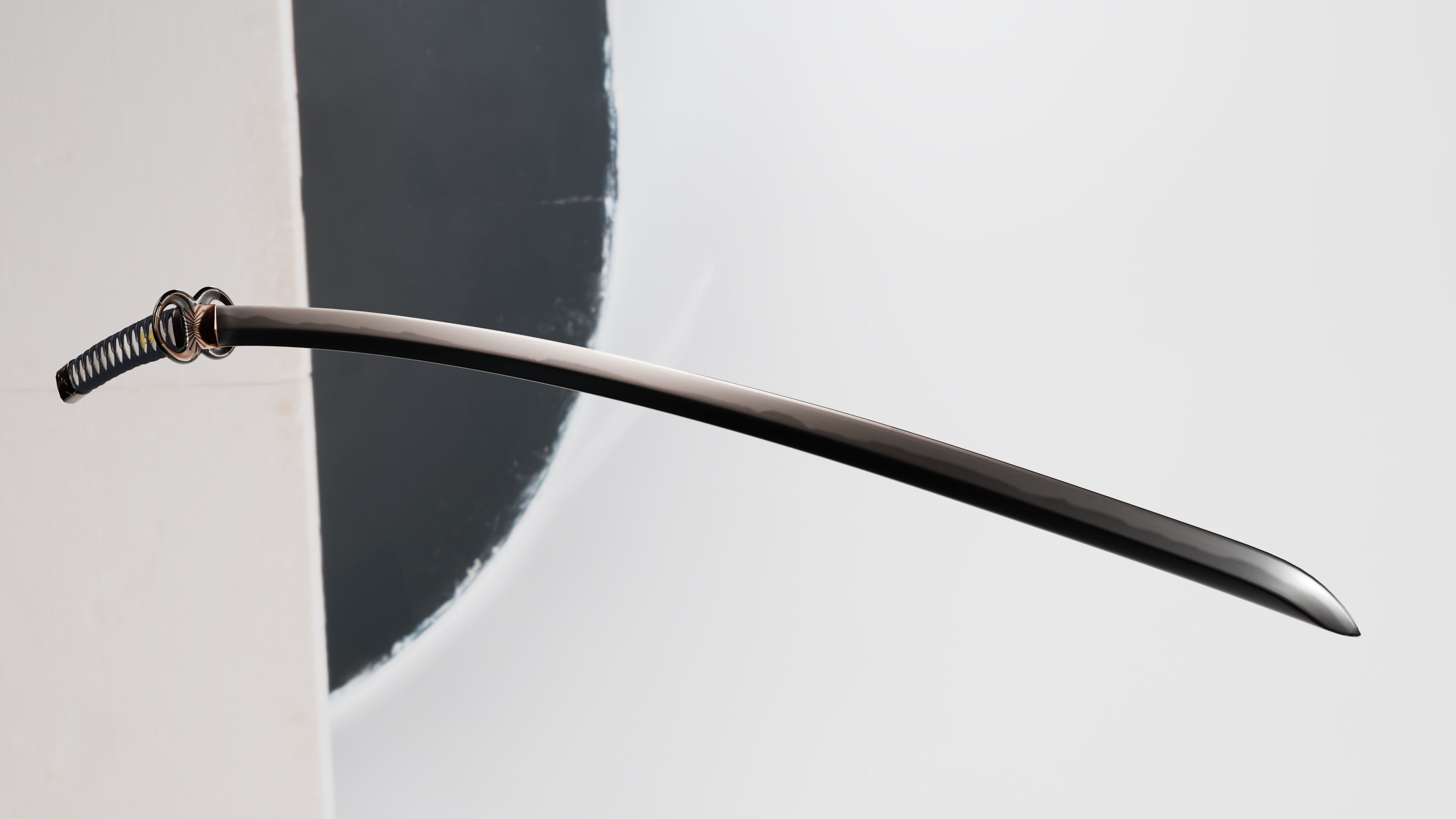 Katana model samurai sword hanging on wall free VR / AR / low-poly 3D ...