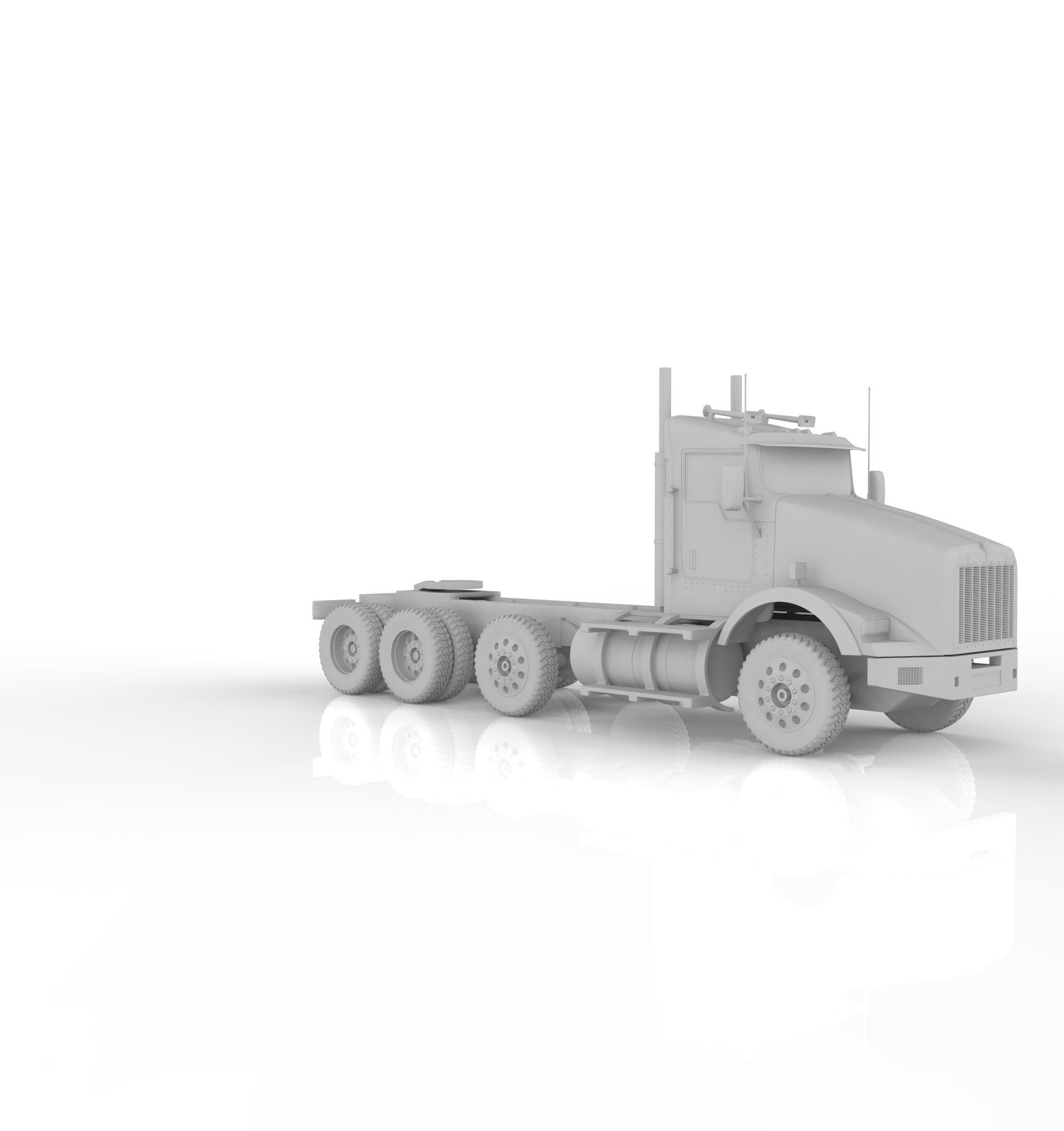 Kenworth T800 Chassis Truck 4axle 2005 3D model 3D printable | CGTrader