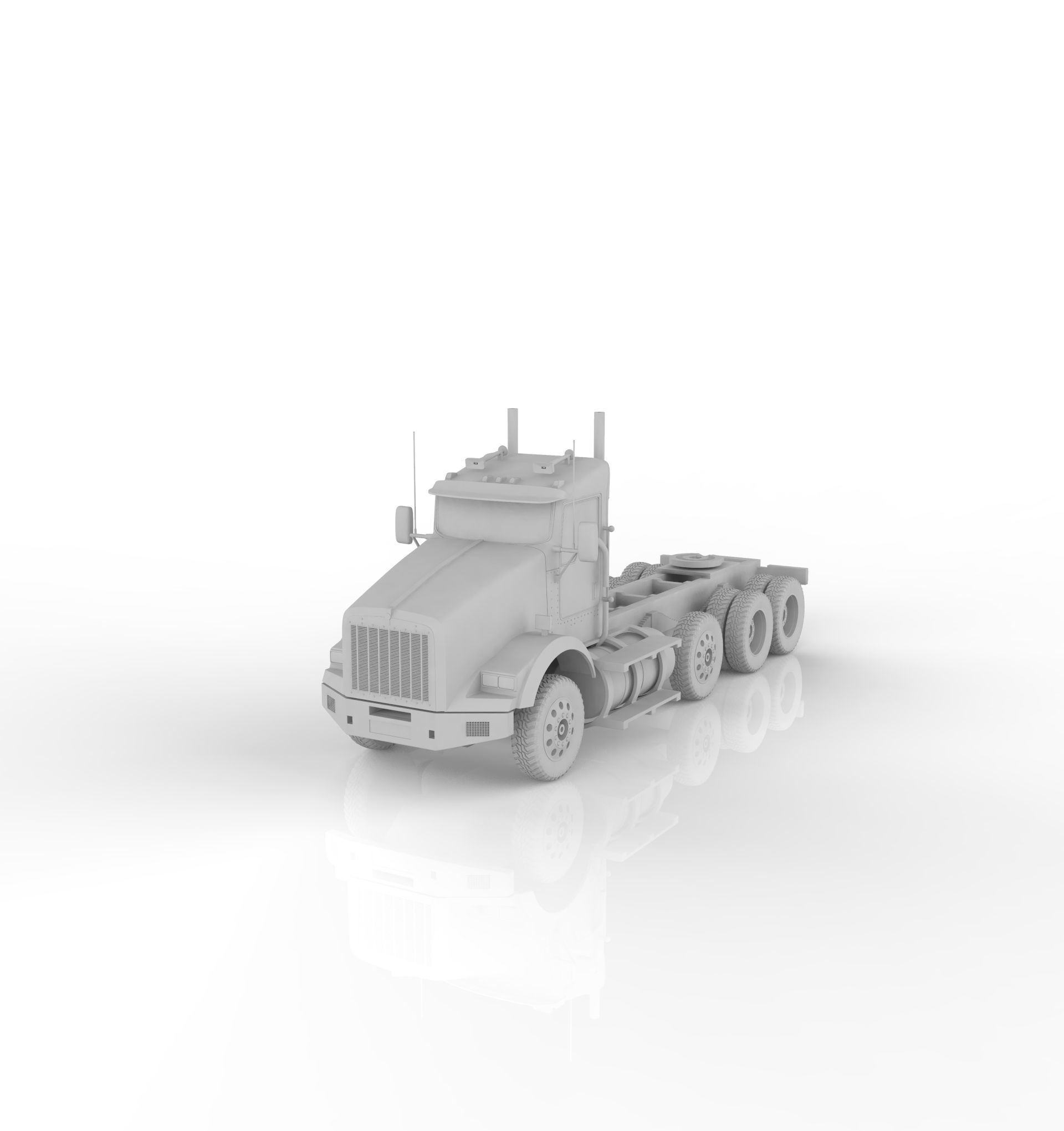 Kenworth T800 Chassis Truck 4axle 2005 3D model 3D printable | CGTrader