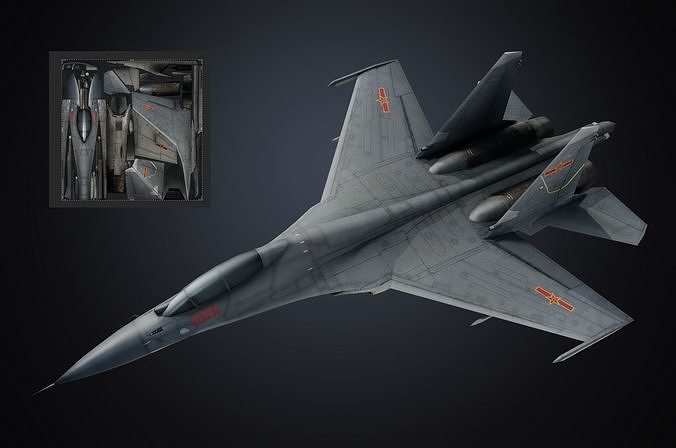 3D model Chinese J16 fighter jet Hand painted Low-poly game model VR ...