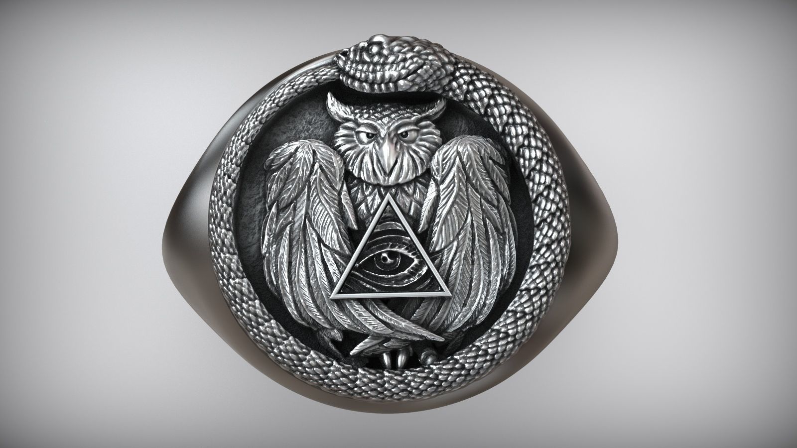 Snake Ouroboros Owl Eye Of Providence Masonic Symbol 3D model 3D ...