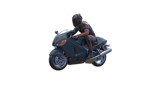 Motor rider and motorcycle 3D model 3D printable | CGTrader