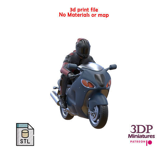 Motor rider and motorcycle 3D model 3D printable | CGTrader