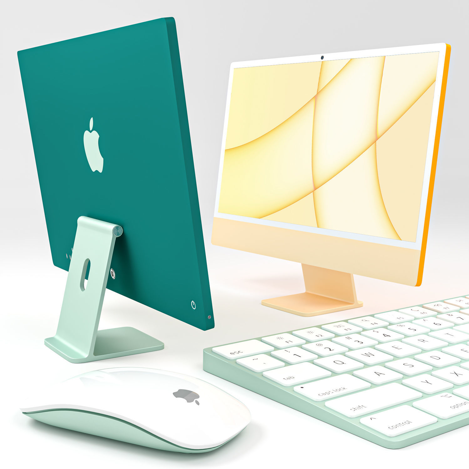 Apple Imac 24 Inch and Magic Keyboard and Magic mouse 3D model | CGTrader