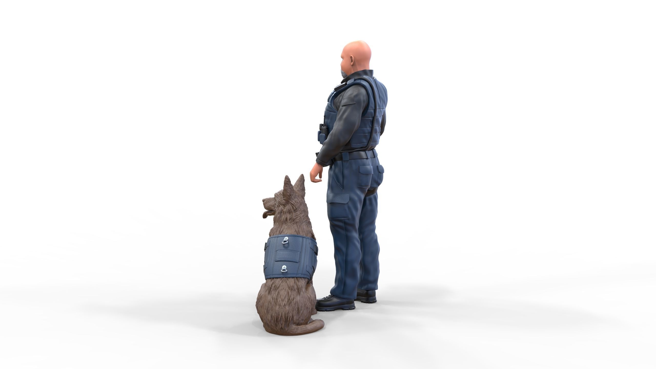 K9 police officer with dog 3D model 3D printable | CGTrader