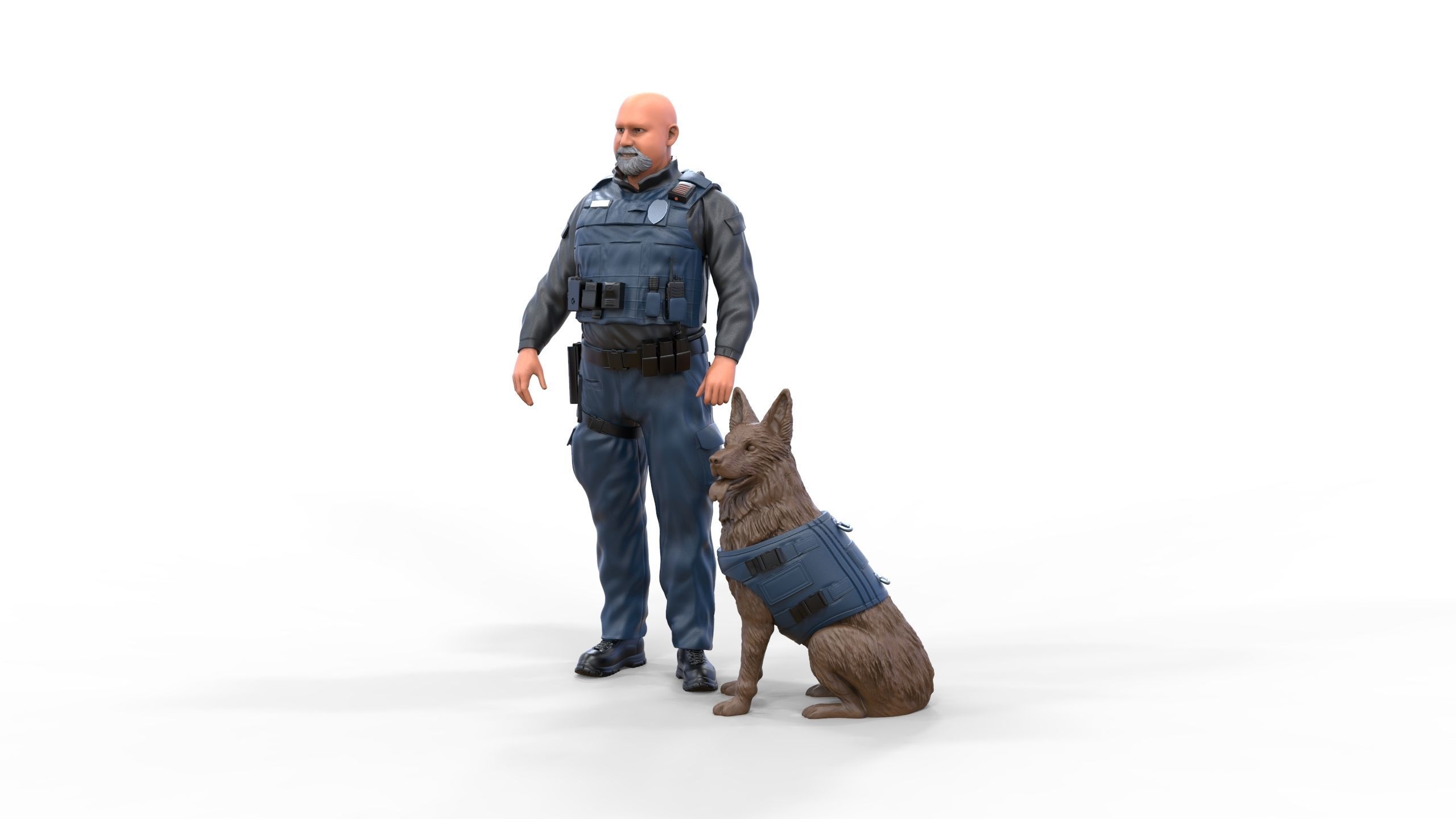 K9 police officer with dog 3D model 3D printable | CGTrader
