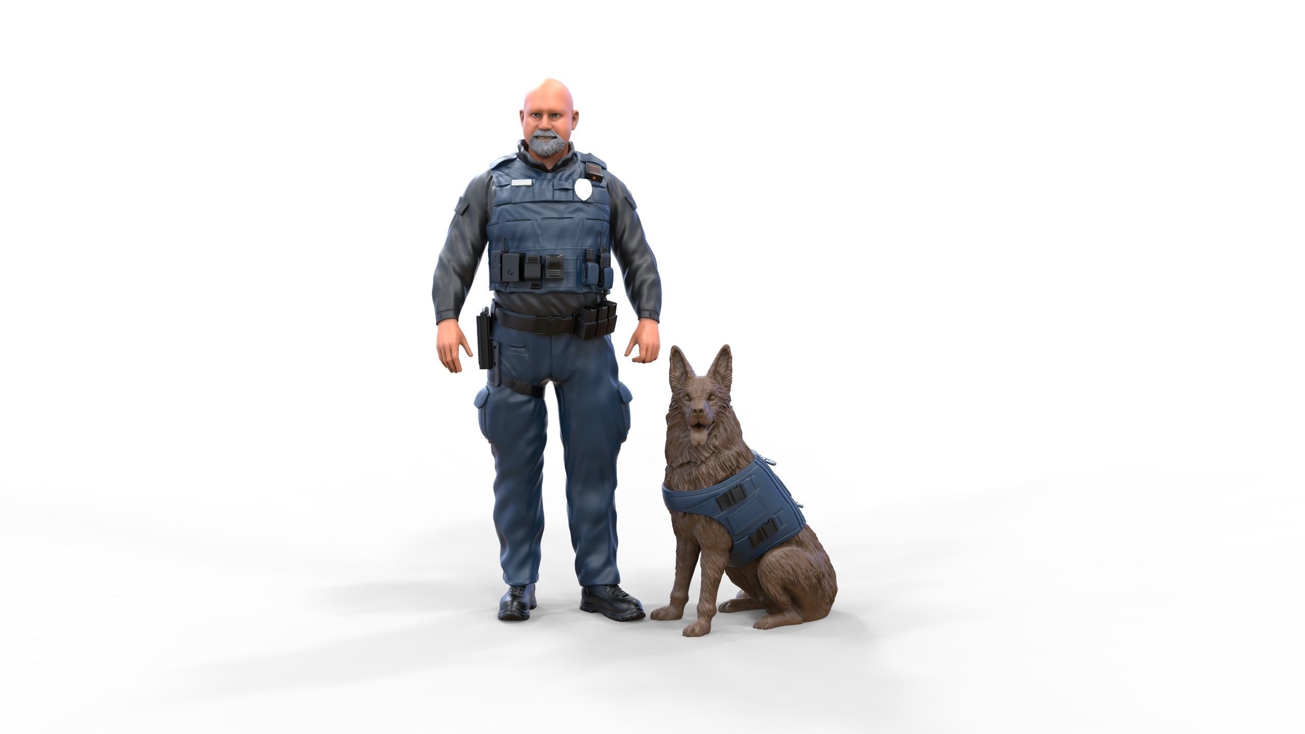 K9 police officer with dog 3D model 3D printable | CGTrader