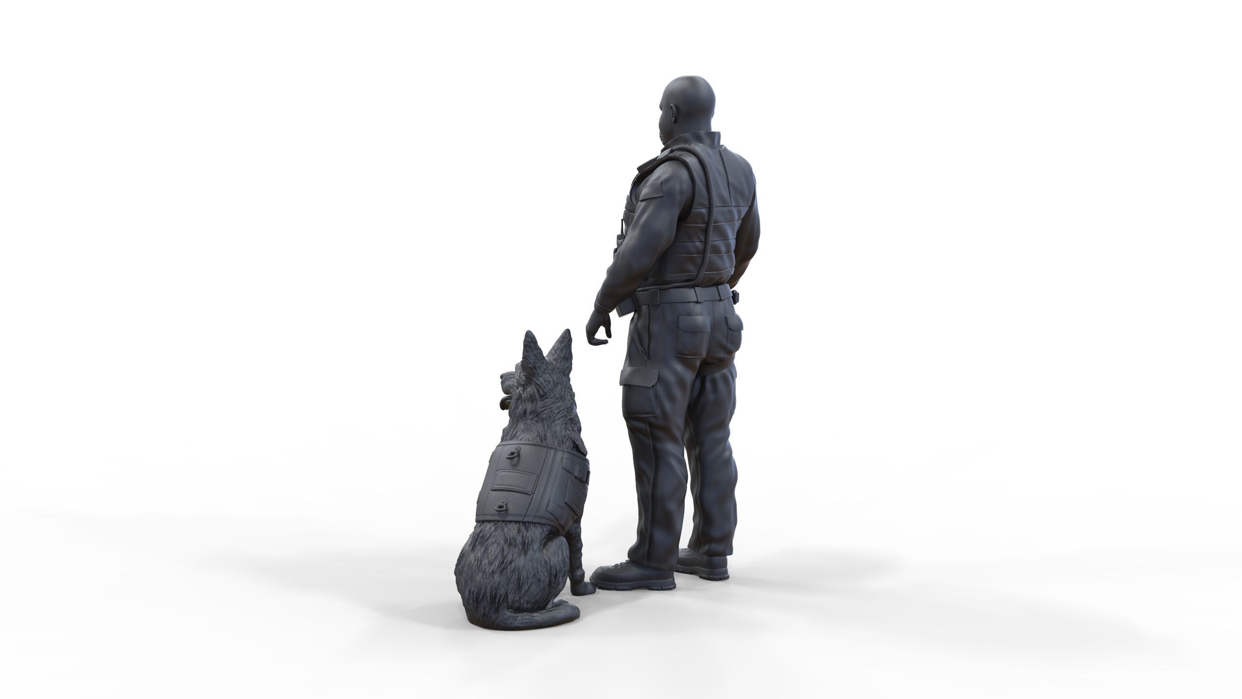 K9 police officer with dog 3D model 3D printable | CGTrader